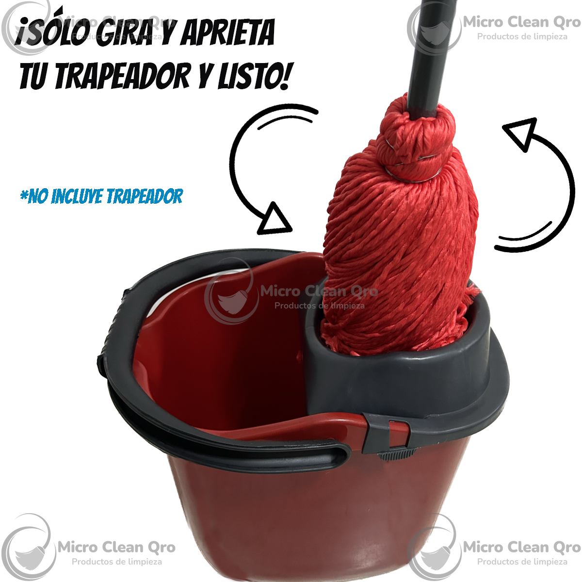 Cubeta de plástico con exprimidor 15 litros Micro Clean | Micro Clean Qro